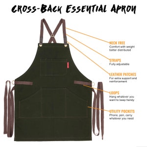 Work Apron Green Black Brown or Gray Waxed Canvas Leather - Etsy