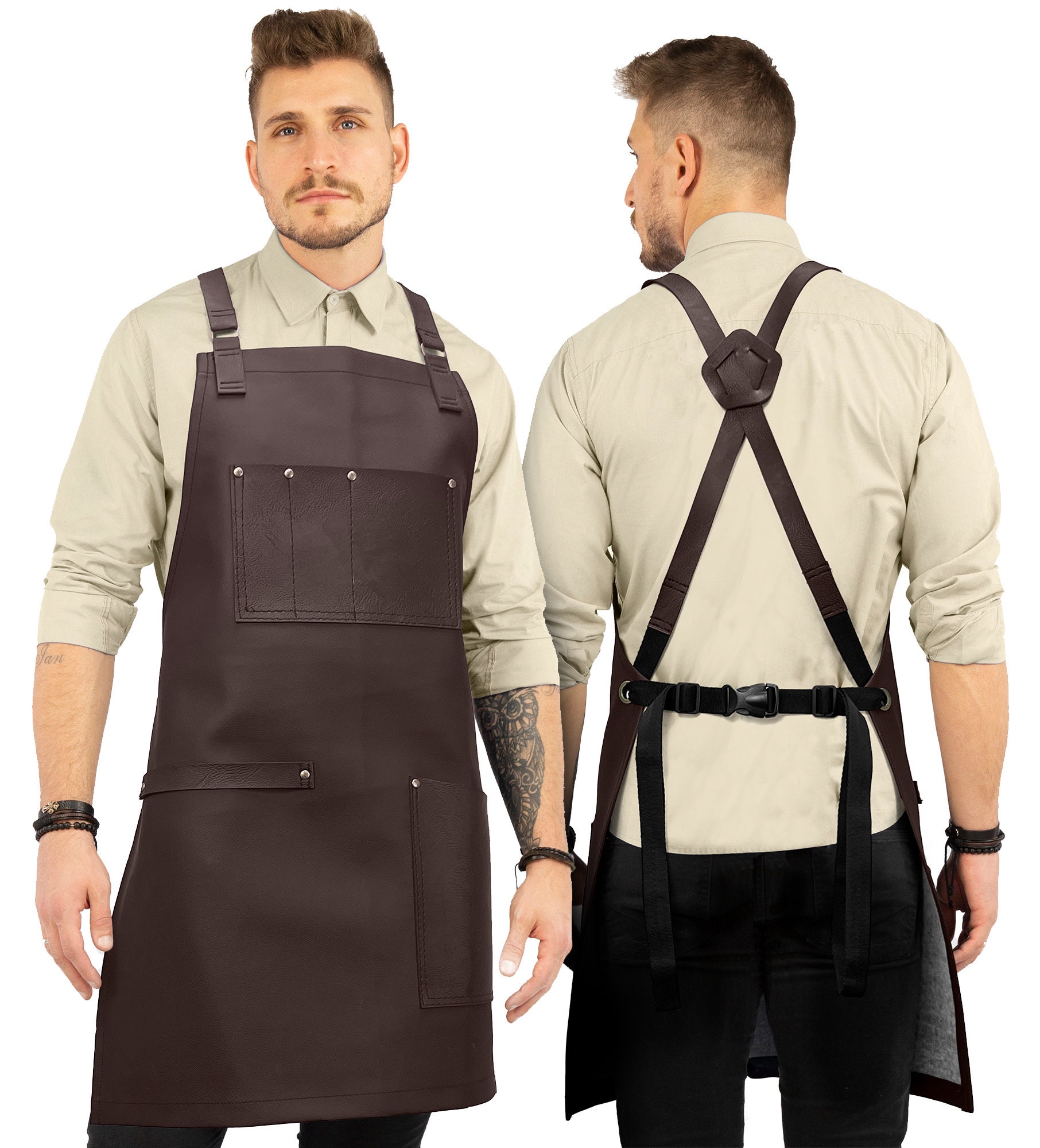 Leather Apron Cross-back Straps Riveted Reinforced PU - Etsy