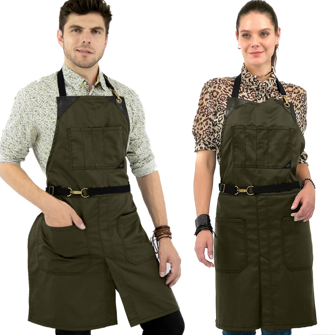 Chef Apron - Notie - Gray, Brown, Green, or Black Twill - Blue or Black ...