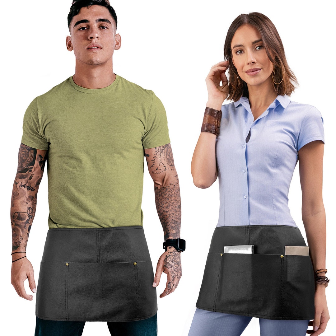 Genuine Leather Half Apron - Big Pockets - Adjustable - Restaurant ...