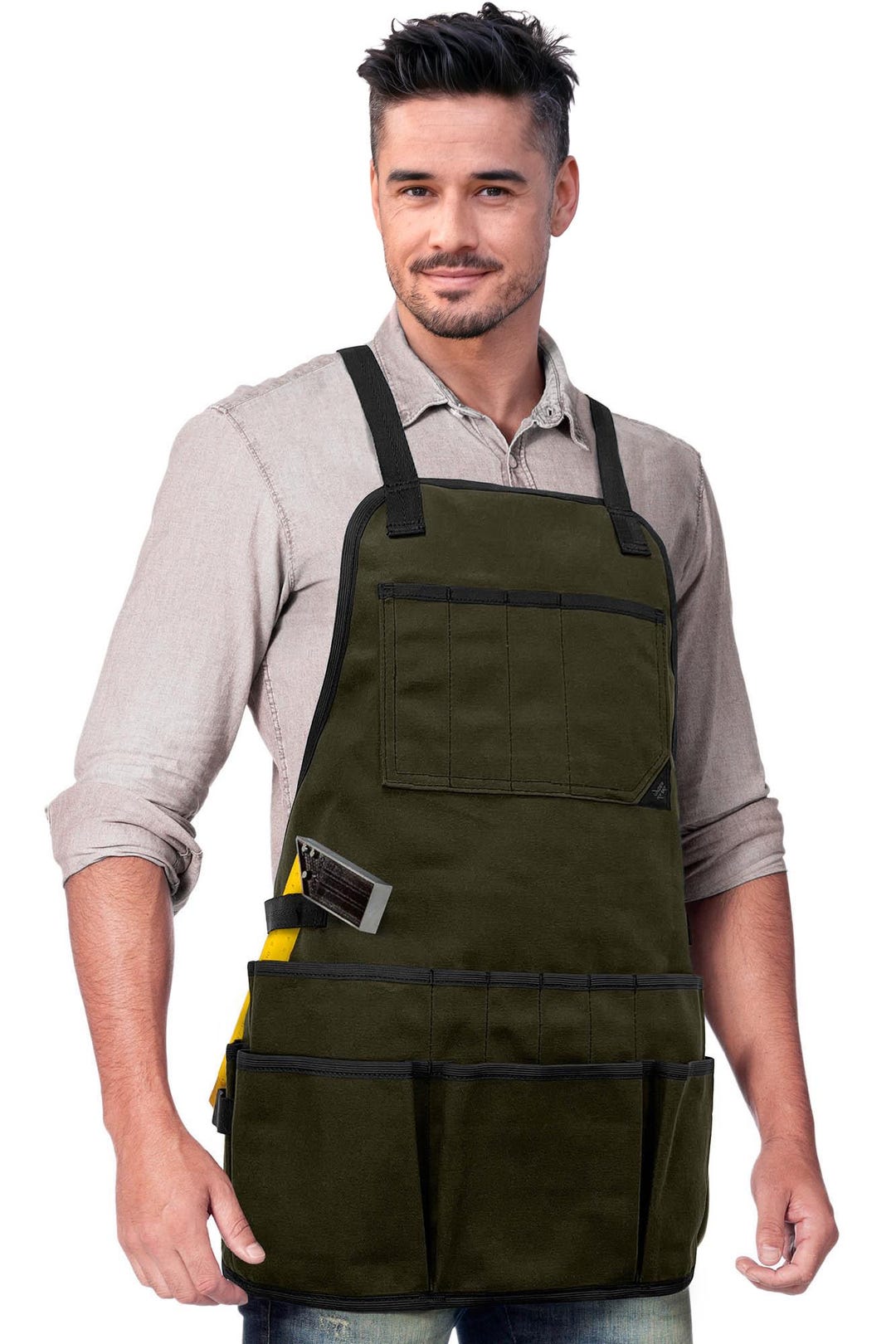 Tool Apron - 20 Pockets and Slots, Cross-back, Heavy-duty Waxed Canvas ...