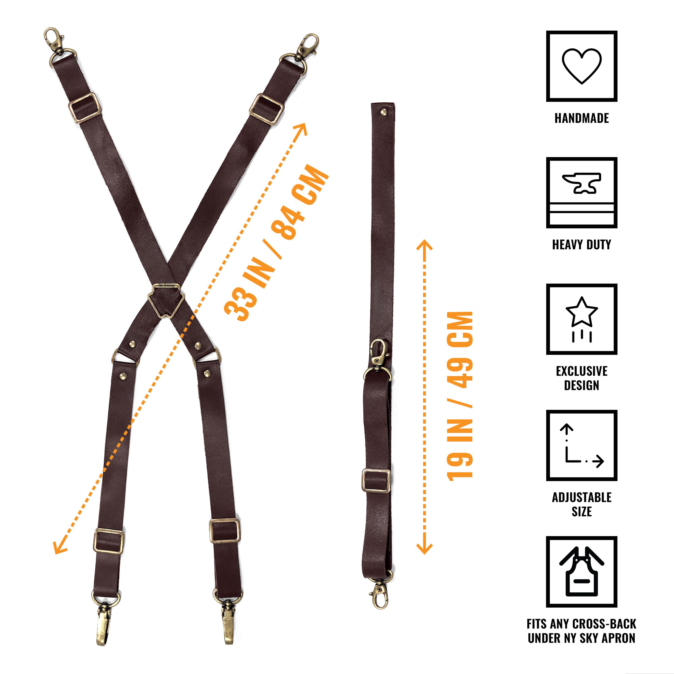 Brown or Black Leather Straps for Crossback Apron Shoulder & - Etsy