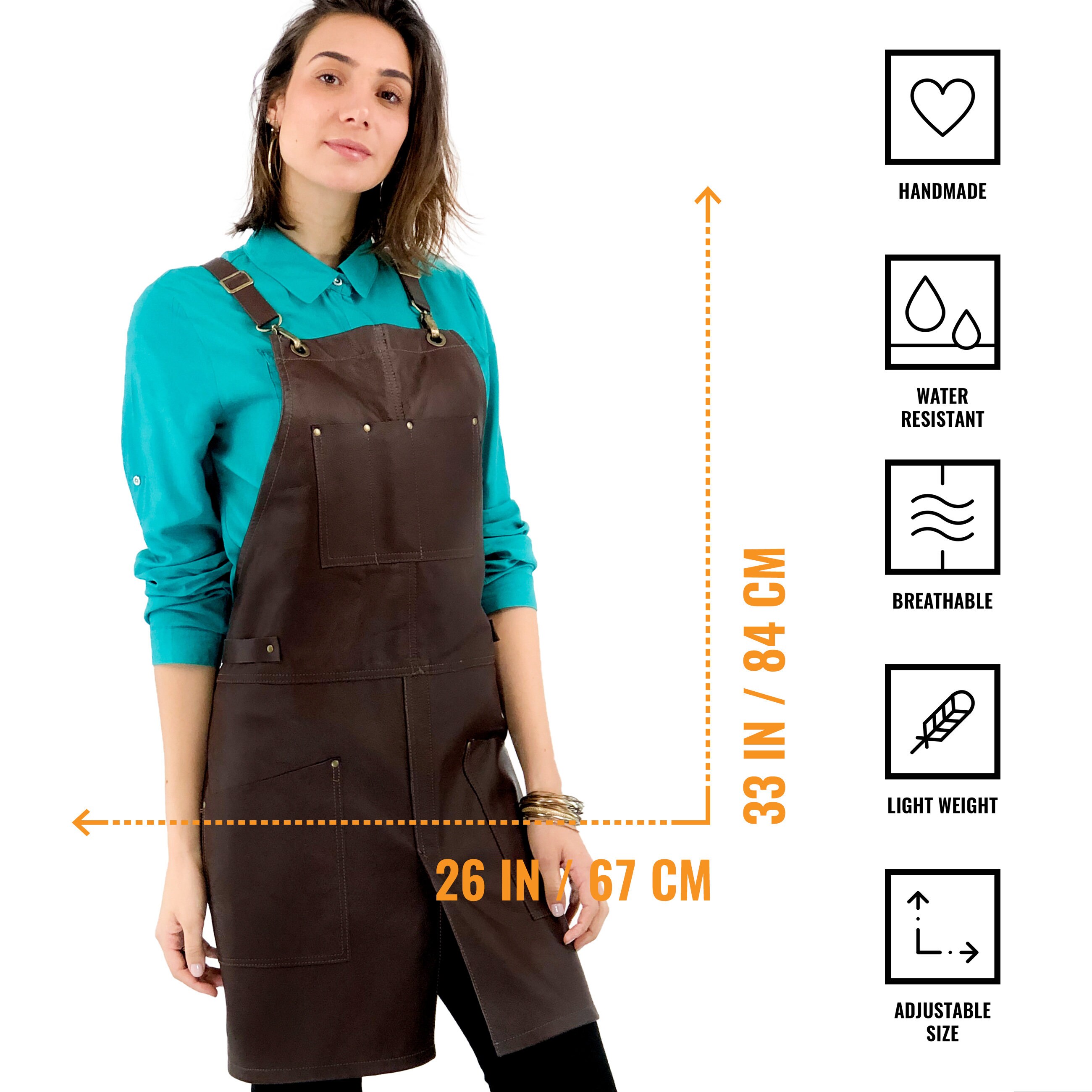 Real Leather Apron Black or Brown Leather Body Pockets and - Etsy