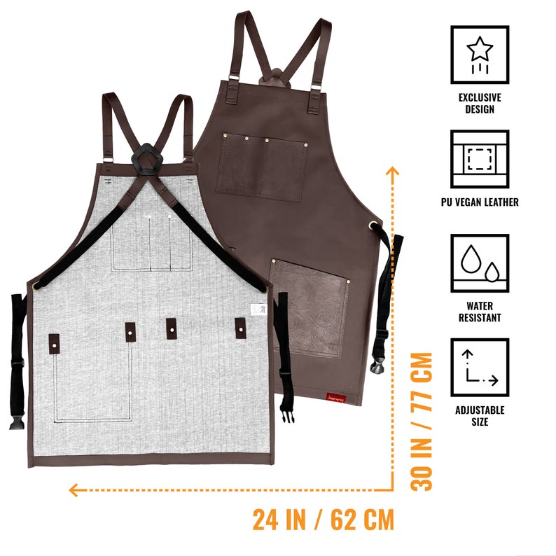 Leather Apron Cross-back Straps Riveted Reinforced PU - Etsy