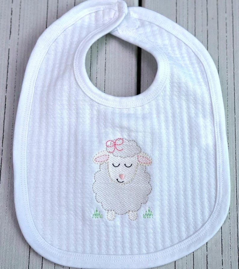 Embroidered Baby Lamb Blanket, Bib and Burp Cloth Set, Personalized ...