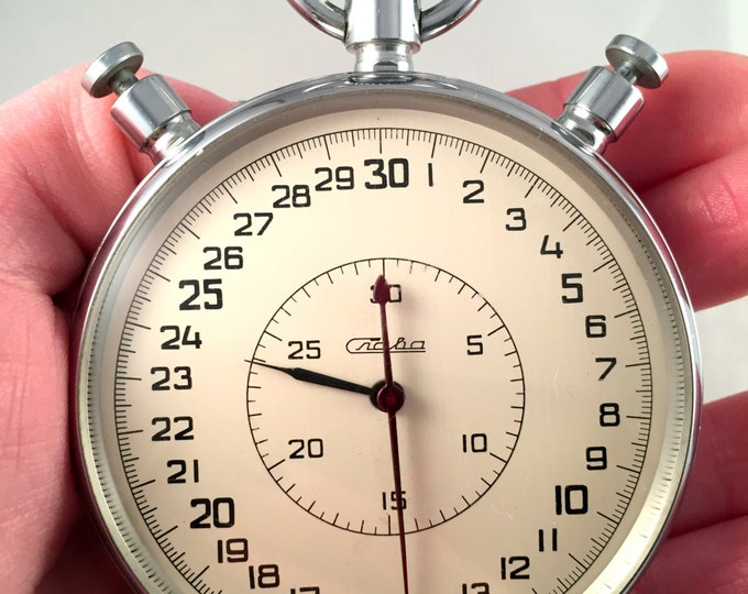 LARGE Rare Vintage Soviet STOPWATCH CHRONOMETER Called Glory Rus. Slava ...