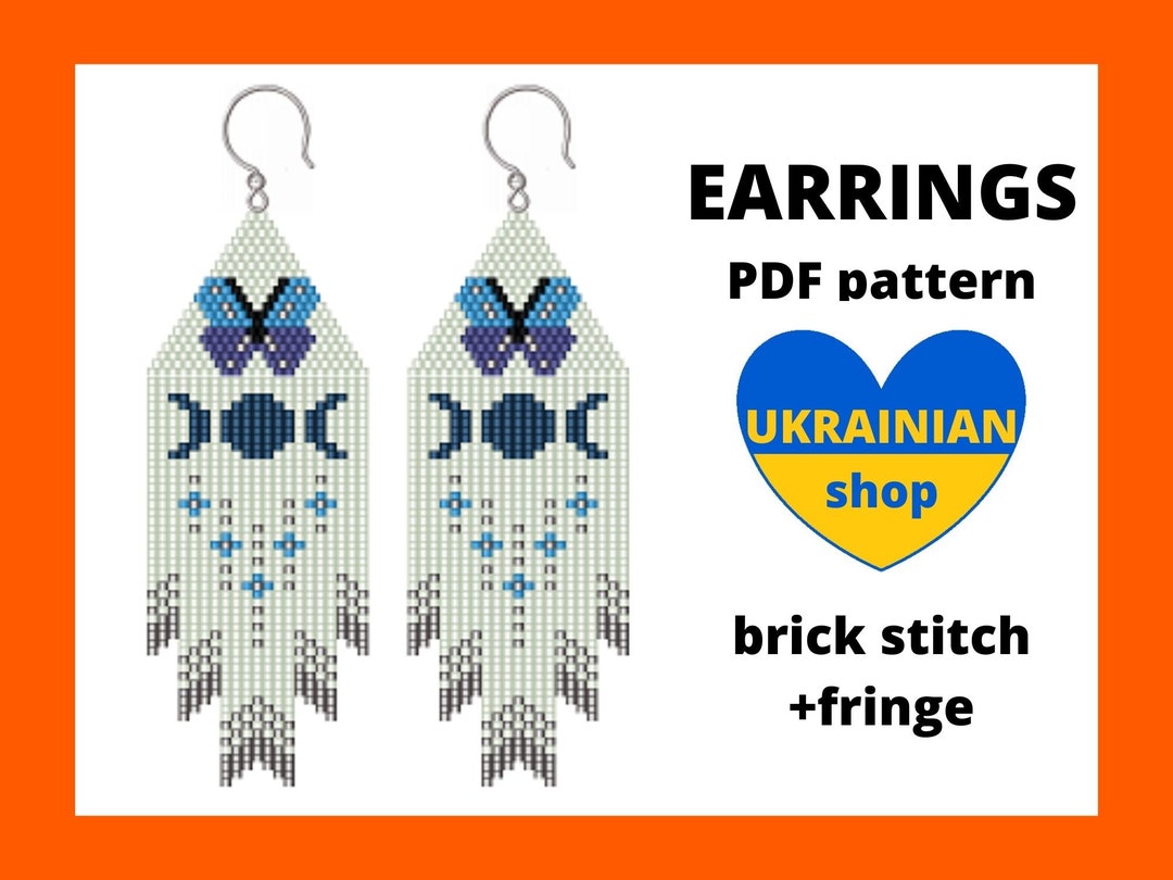 Blue Morpho Butterfly Pattern, Crescent Moon Pattern, Fringe Earring ...