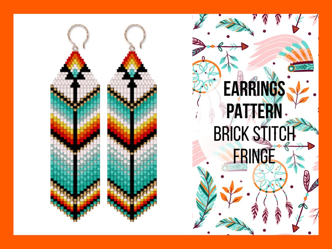 Seed Bead Fringe Earring Pattern, Brick Stitch Pattern, Ethnic Boho ...