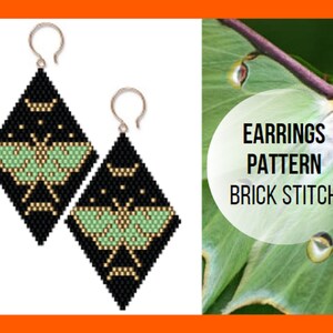 Luna Moth Brick Stitch Earring Pattern, Moon Green Butterfly Insect ...