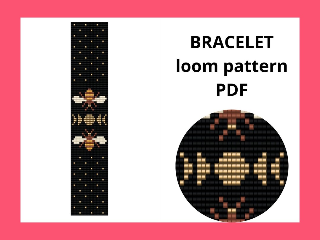 Black Beaded Bracelet Pattern, Bee Moon Loom Bracelet Pattern ...