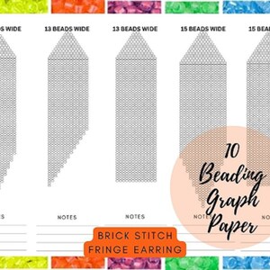 Beading Graph Paper, Brick Stitch Earring Graph Paper, 10 Blank Fringe ...