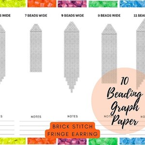 Beading Graph Paper, Brick Stitch Earring Graph Paper, 10 Blank Fringe ...
