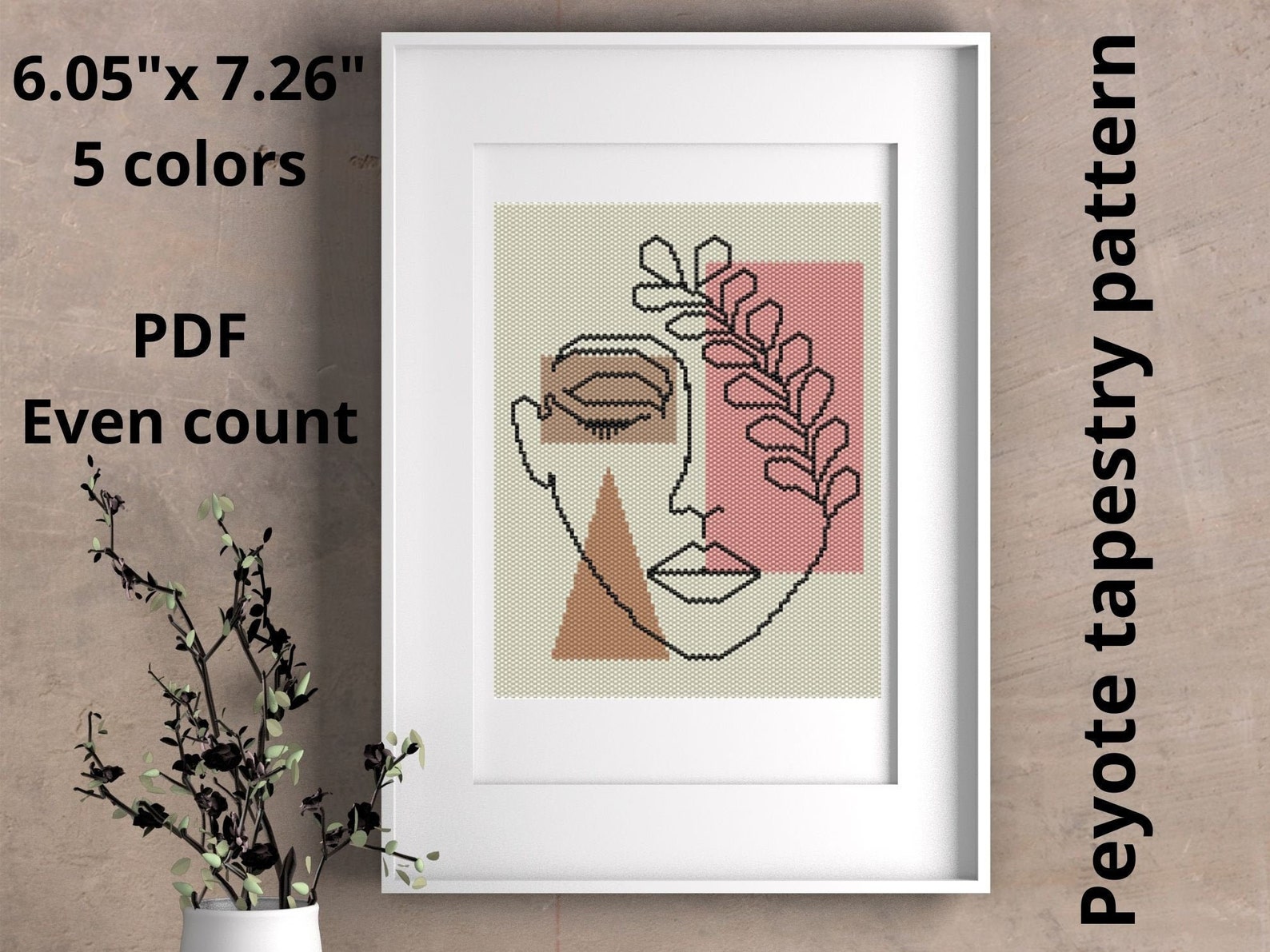 Modern Peyote Tapestry Pattern Line Art Pattern Face | Etsy