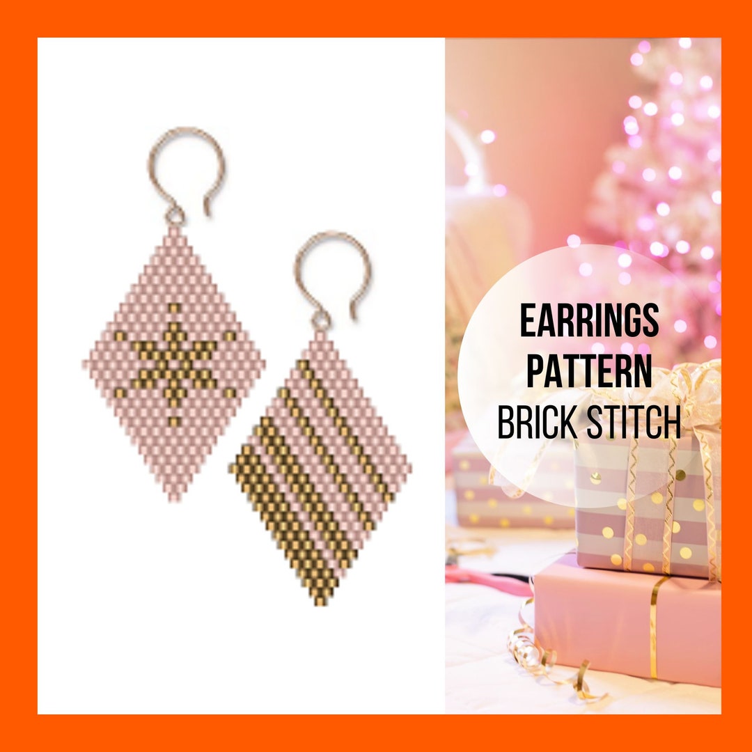 Christmas Snowflake Brick Stitch Earring Pattern Pink Blush - Etsy