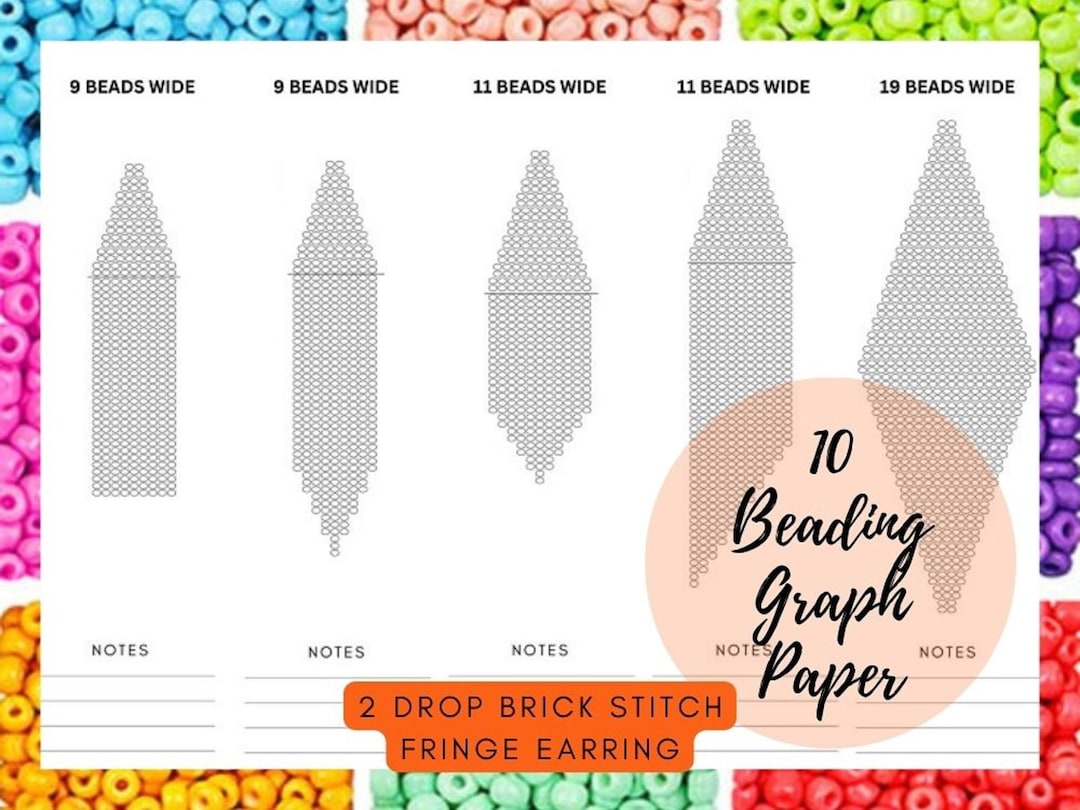 Bead Graph Paper, Seed Bead 2 DROP Brick Stitch Earring Graph Paper, 10 ...