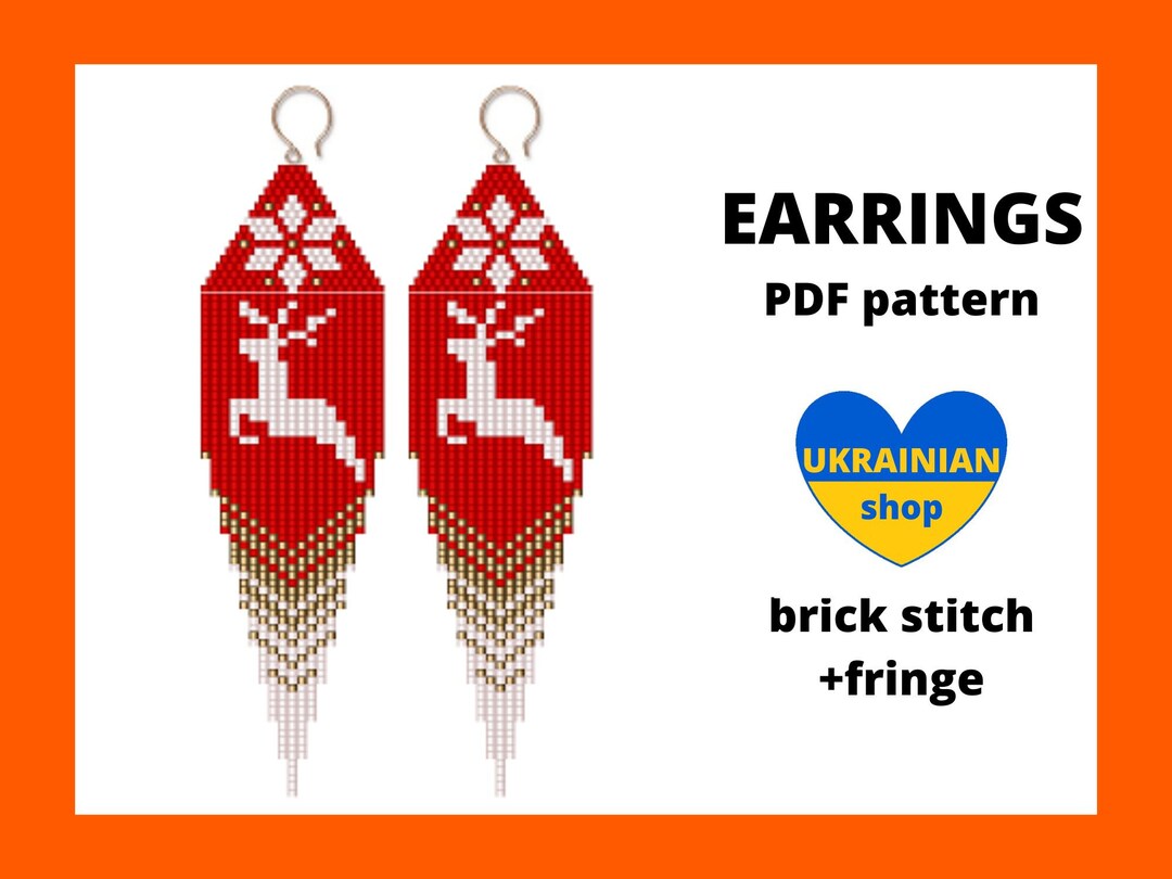 Deer Seed Bead Earring Pattern Brick Stitch Pattern Fringe - Etsy