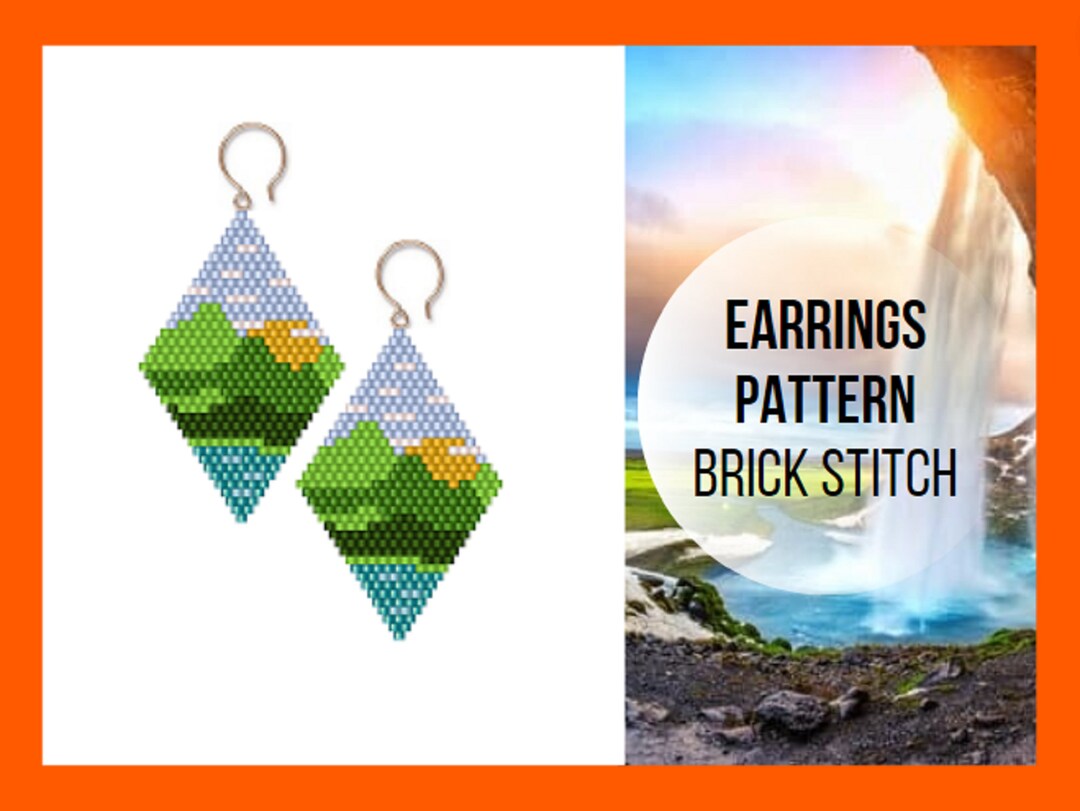 Mountain Sun Brick Stitch Earring Pattern, River Lake, Seed Bead Rhomb ...