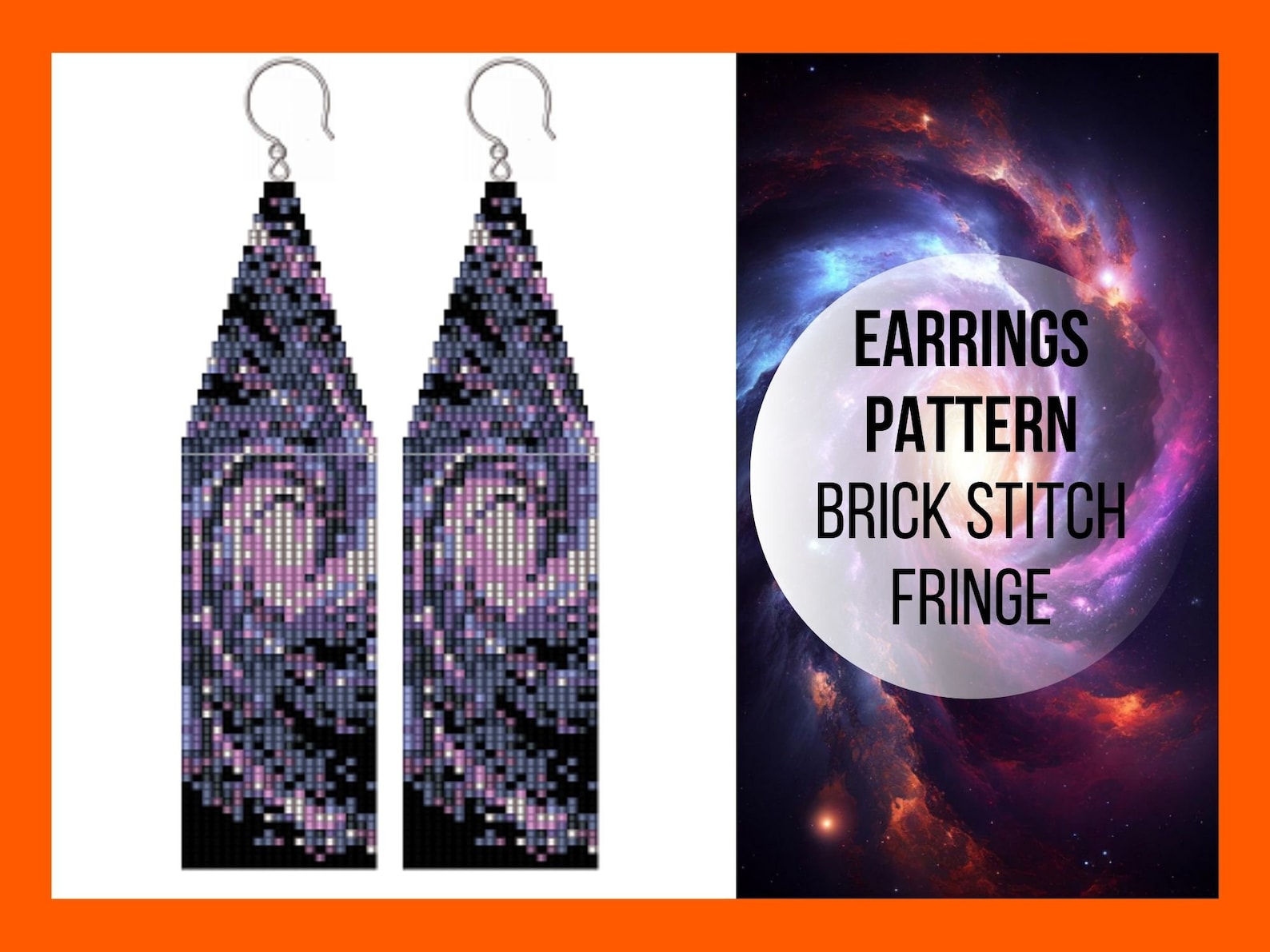 Galaxy Spiral Seed Bead Fringe Earring Pattern, Brick Stitch Space ...