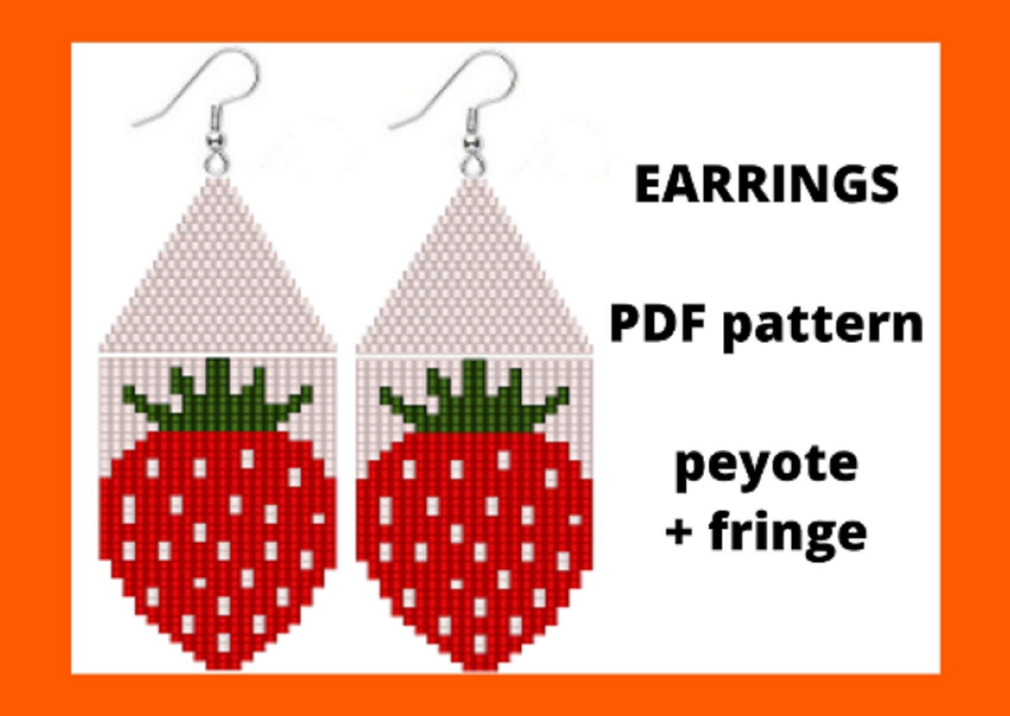 Strawberry Seed Bead Pattern Fringe Earring Pattern Brick - Etsy