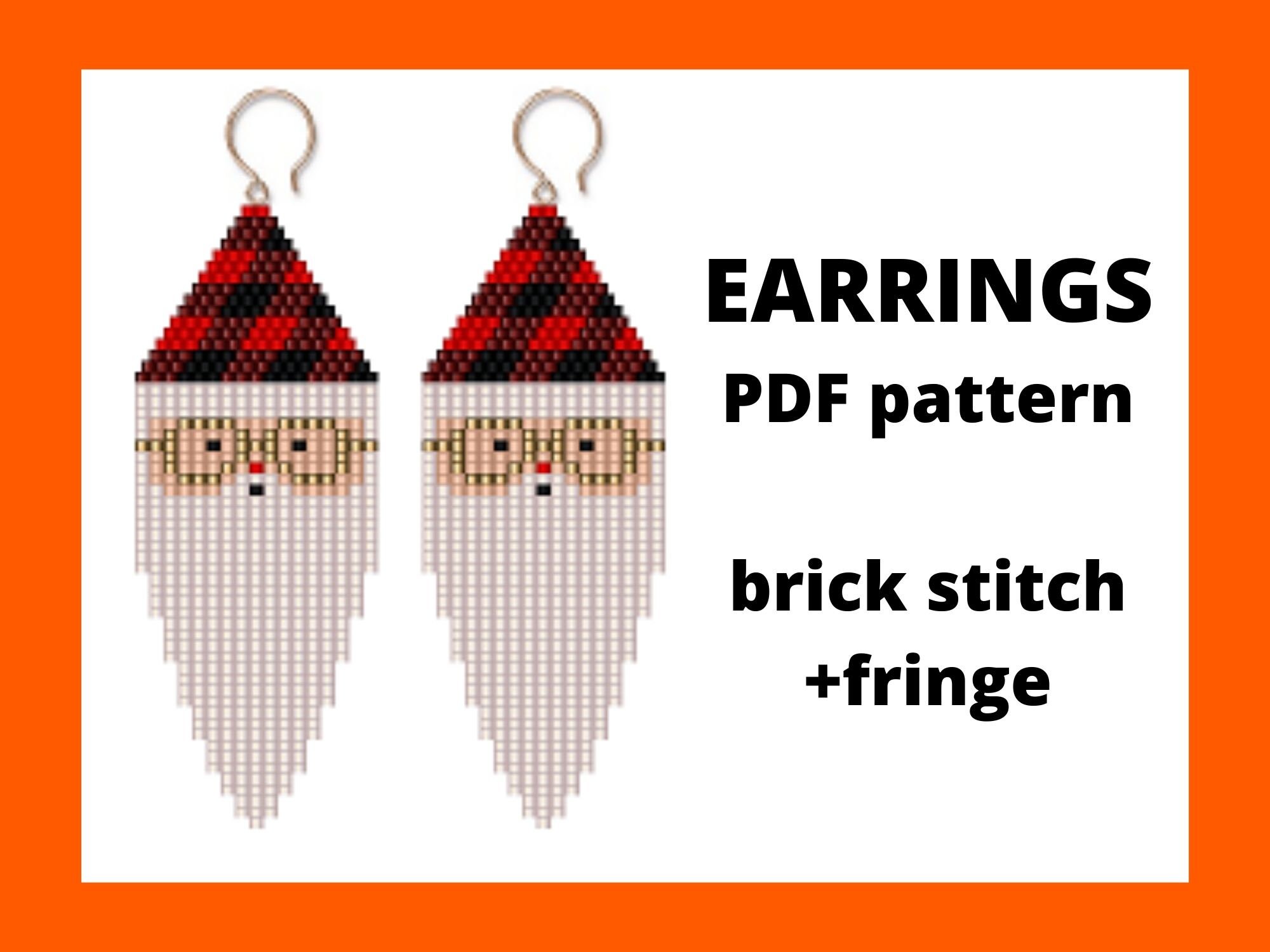 Christmas Earring Pattern Brick Stitch Earring Pattern Santa - Etsy