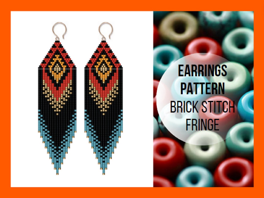 Beaded Earring Pattern, Brick Stitch Pattern, Long Dangles, Seed Bead ...