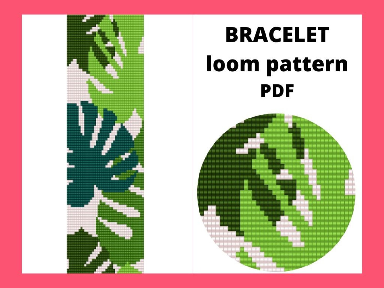 Monstera Leaf Bracelet Pattern Bead Loom Patterns Pdf - Etsy