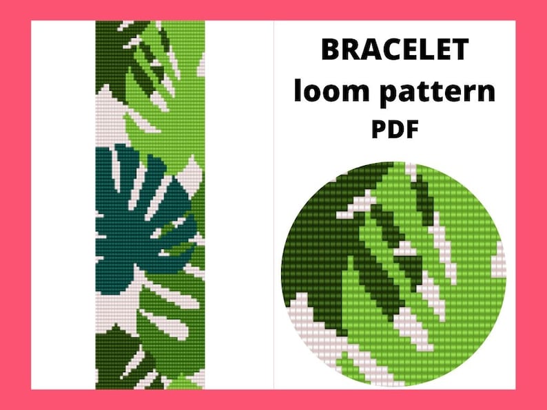 Monstera Leaf Bracelet Pattern Bead Loom Patterns Pdf - Etsy
