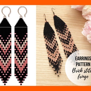Earring Pattern for Beading, Seed Bead Fringe Earring Pattern, Brick Stitch Simple, Bead Weaving ...