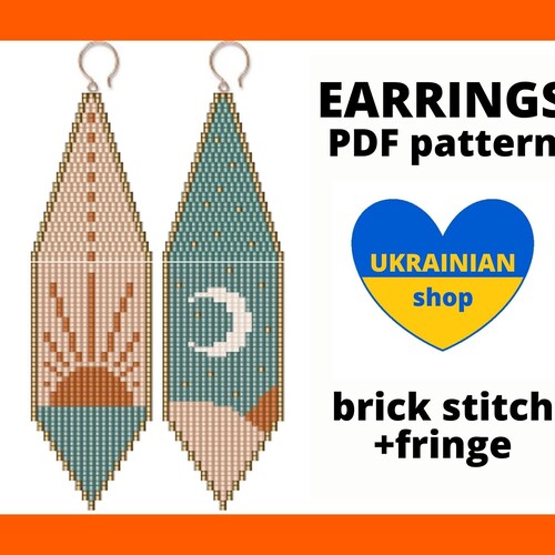 Brick Stitch Patterns Moon Phase Earrings Seed Bead Fringe - Etsy