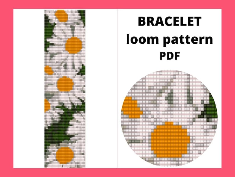 Daisy flower Bead loom patterns Loom beaded bracelet pdf | Etsy