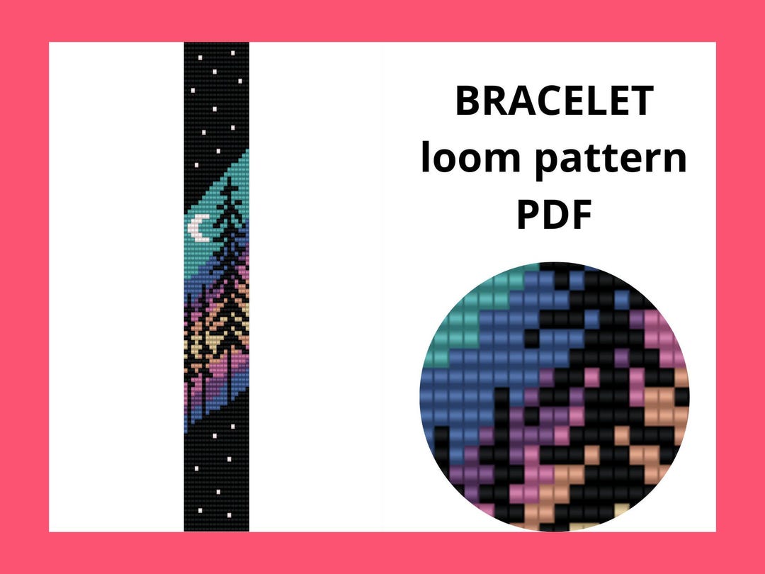 Loom Seed Bead Bracelet Pattern, Aurora Borealis, Northen Light, Moon ...