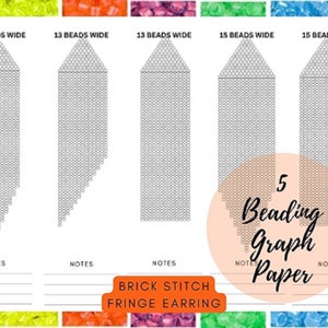 Bead Graph Paper, Brick Stitch Fringe Graph Paper, 5 Blank Seed Bead ...