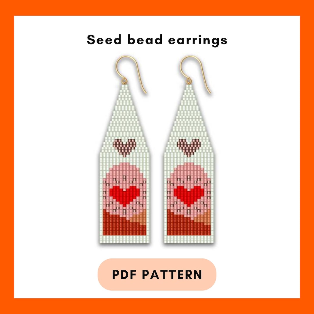 Boho Valentine Beaded Heart Earring Pattern, Romantic Jewelry ...