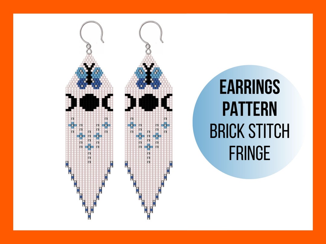 Beaded Butterfly Earrings Pattern, Blue Morpho, Moon Phases, Fringe ...