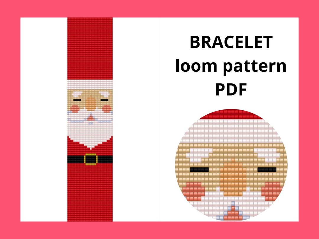 Beaded Santa Bracelet Pattern, Bead Loom Patterns, Christmas Loom ...