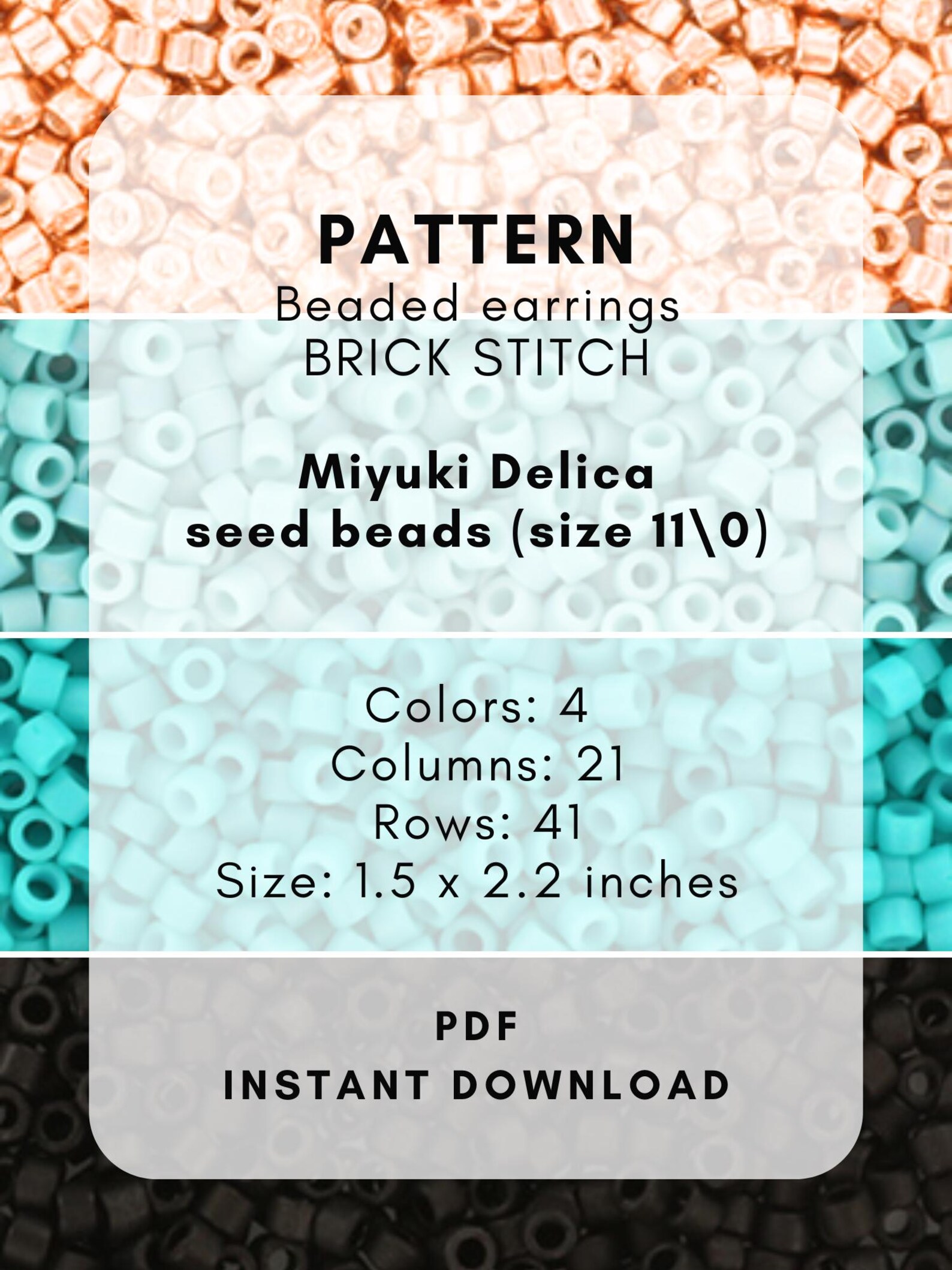 Dragonfly Moon Phase Brick Stitch Pattern, Insect, Seed Bead Miyuki ...