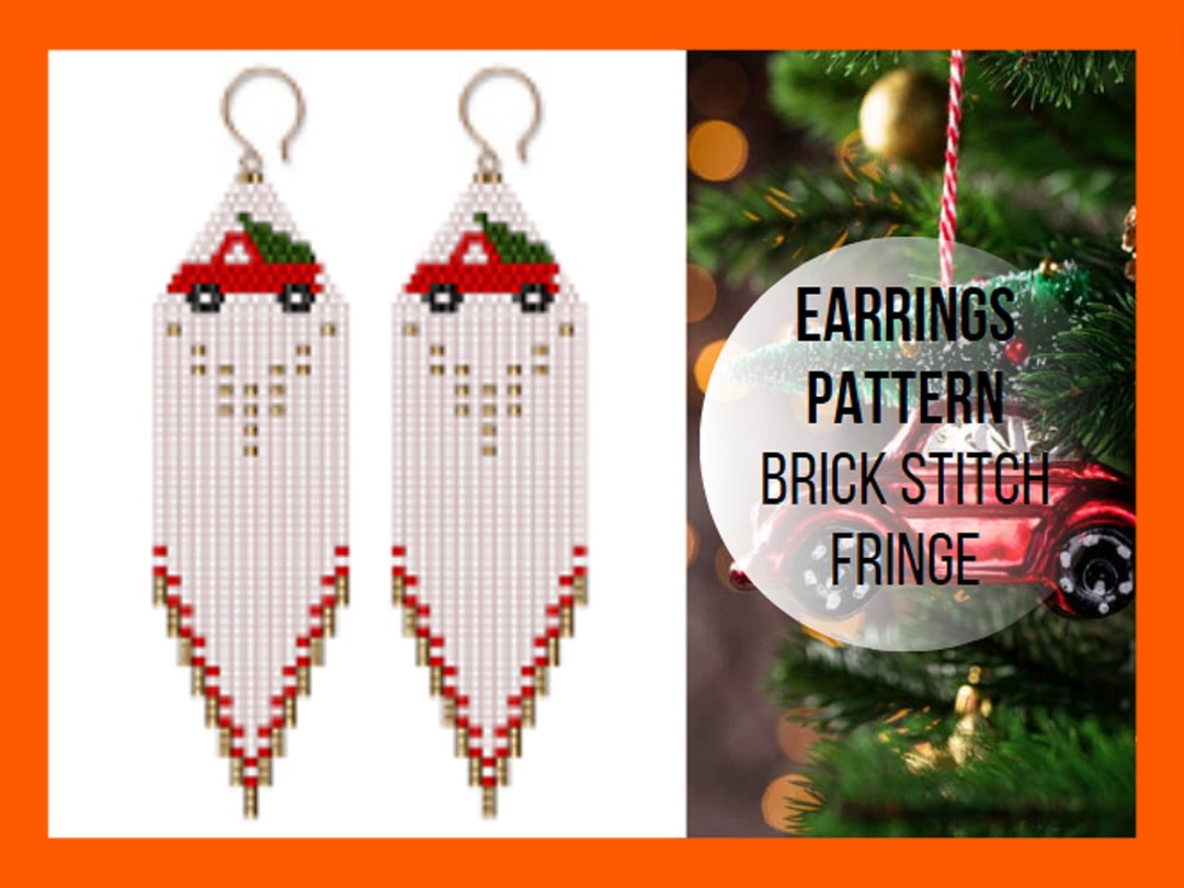 Christmas Truck Car Earrings Pattern, Seed Bead Earring Pattern, Fringe ...