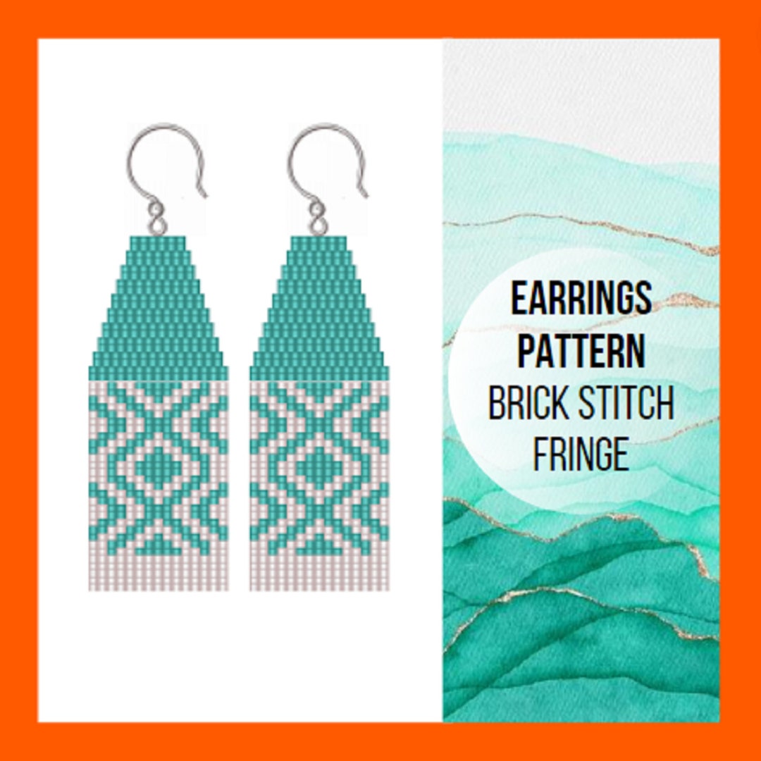 Brick Stitch Fringe Earring Pattern, Seed Bead, Miyuki Delica, Beaded ...