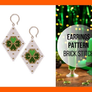 Lucky Clover Brick Stitch Earring Pattern, Seed Bead Delica, 4 Four ...