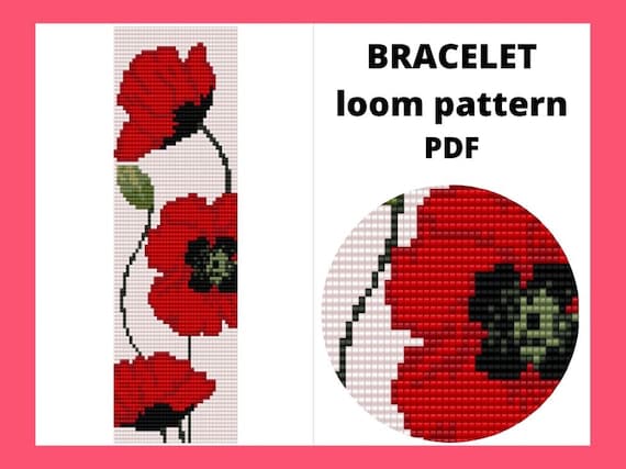 Red Flower Bead Loom Patterns Seed Bead Pattern Pdf Instant | Etsy