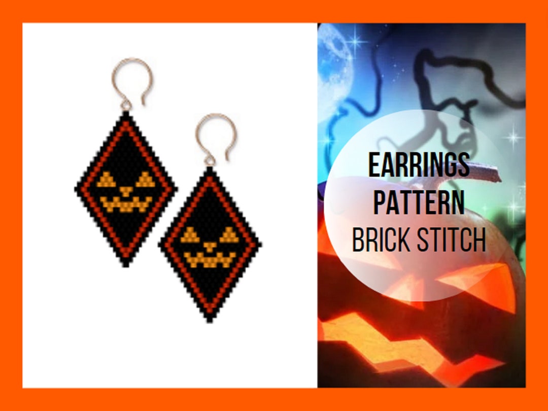 Wicked Scary Pumpkin Brick Stitch Earring Pattern, Halloween Party ...