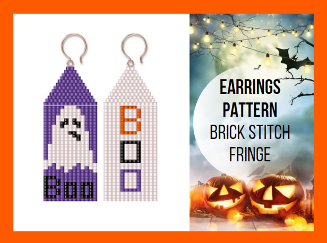 BOO Spooky Ghost Beaded Earring Pattern, Seed Bead Fringe Earring ...