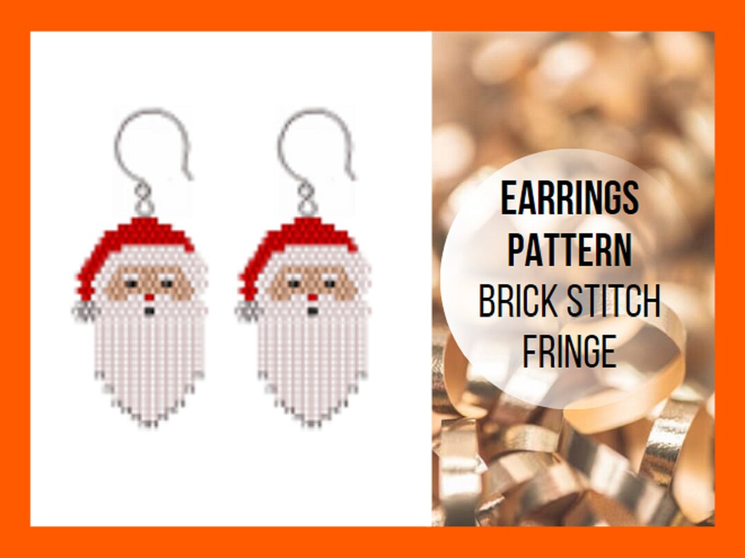 Santa Claus Earring Pattern, Christmas Earring Pattern, Small Fringe ...