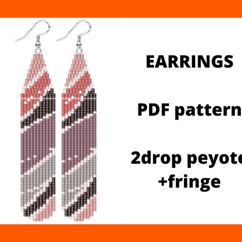 Beading PATTERN Fringe Earrings bright Abstract - Etsy