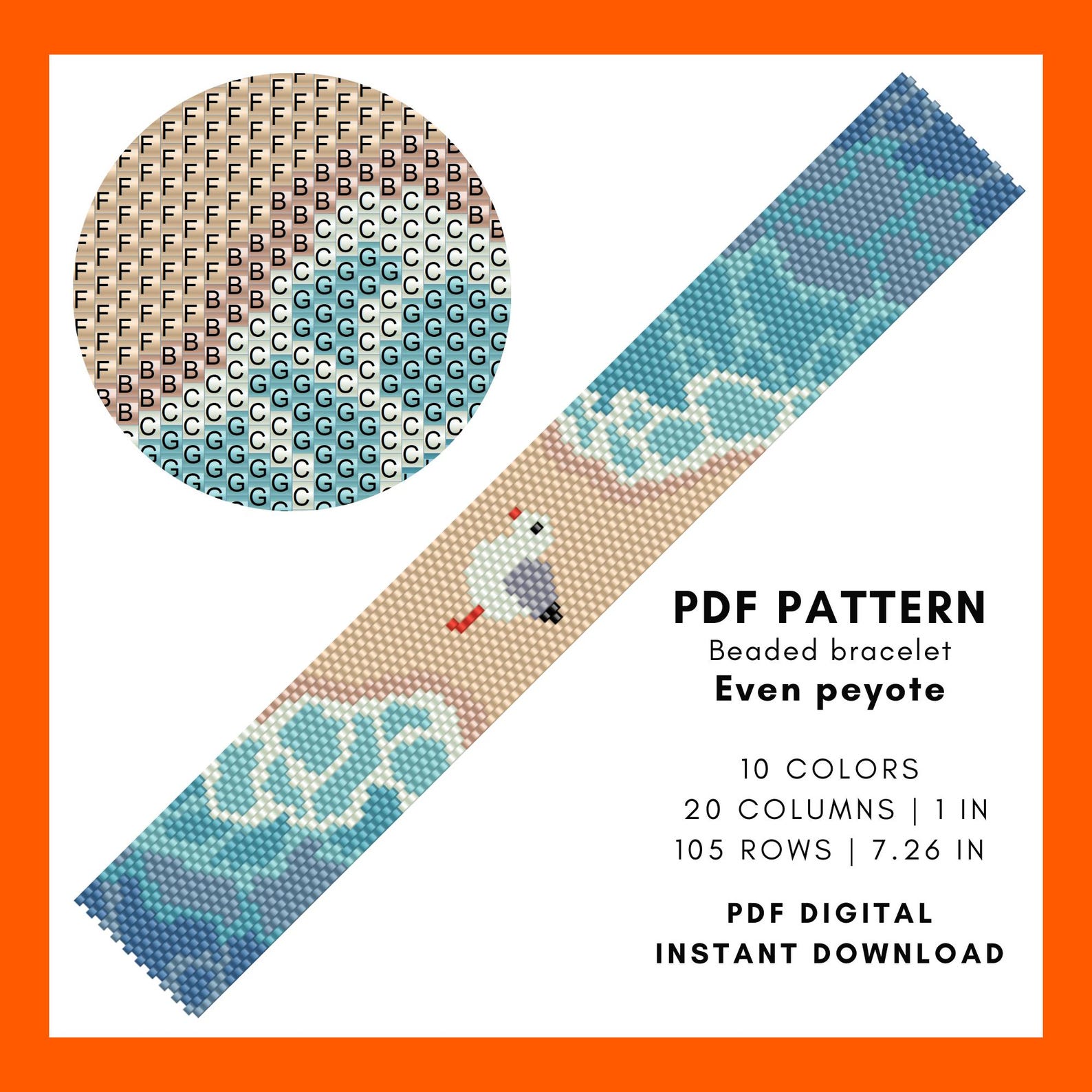 Even Peyote Beading Ocean Waves Summer Sandy Shore Bracelet Pattern ...