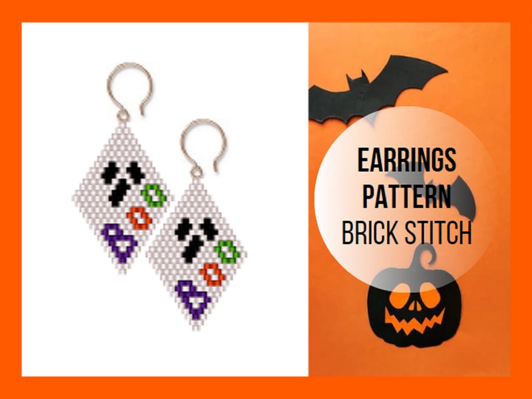 Ghost Boo Brick Stitch Earrings Pattern, Halloween, Seed Bead Earring ...