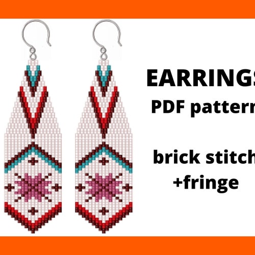 Brick Stitch Moon Phase Earrings Pattern Seed Bead Fringe | Etsy