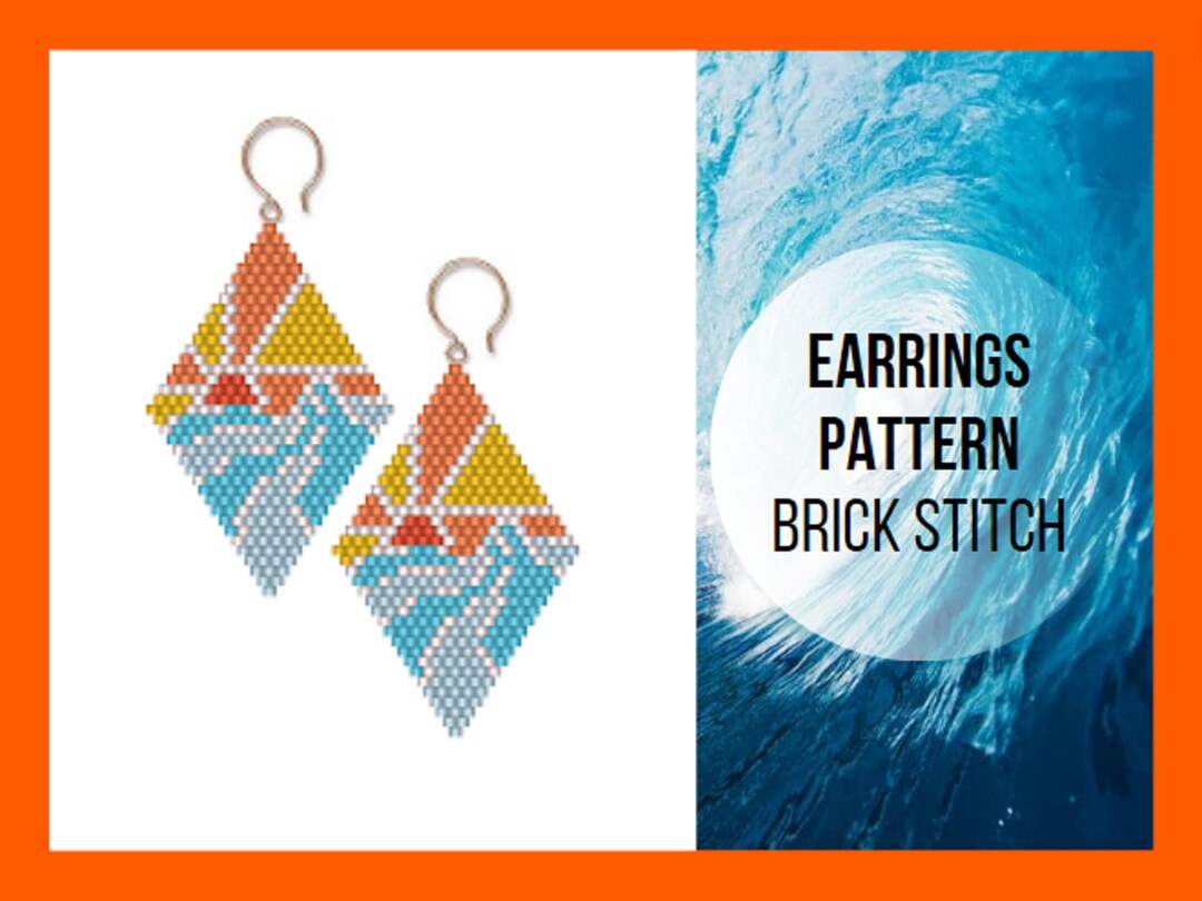 Ocean Wave Sun Brick Stitch Earring Pattern Water Splash - Etsy
