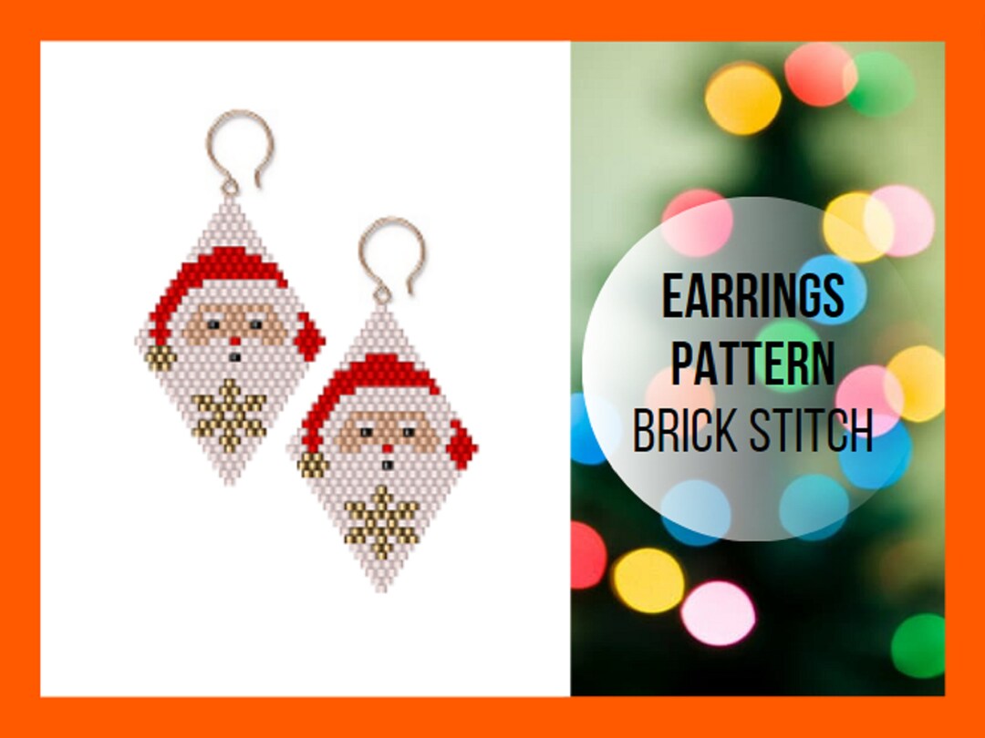 Santa Claus Brick Stitch Earring Pattern, Christmas, Seed Bead Xmas ...