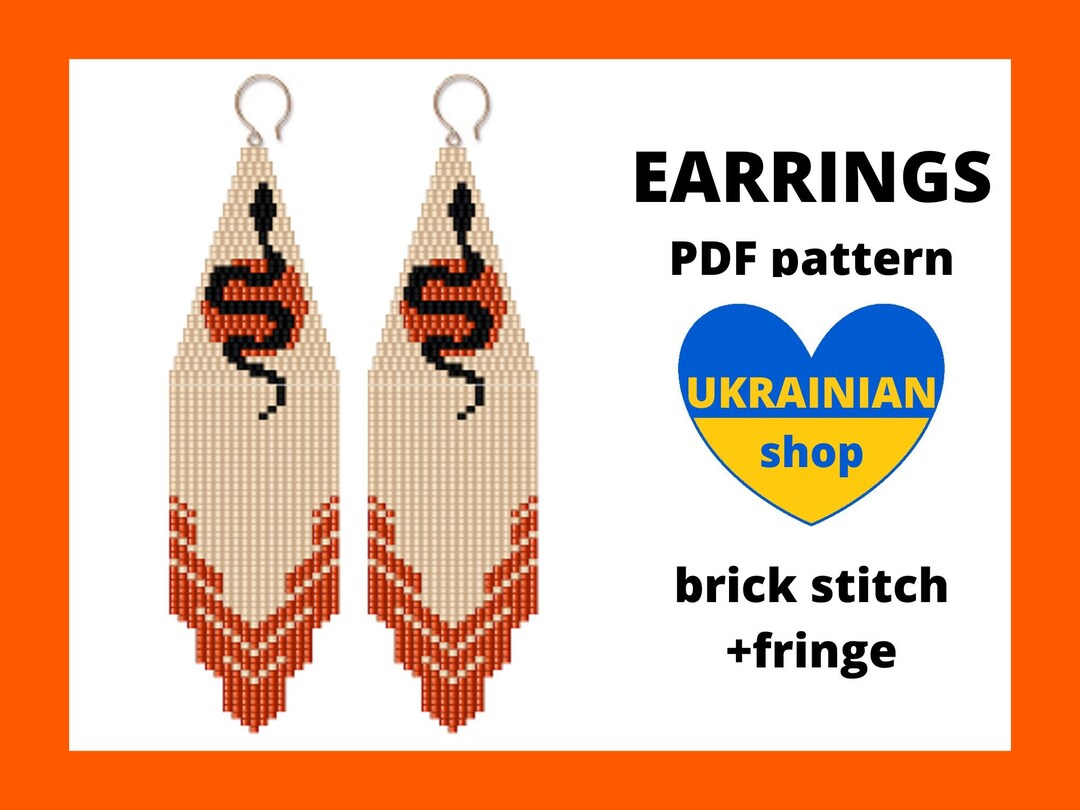 Snake Boho Earring Pattern, Boho Sun Earring Pattern, Brick Stitch ...